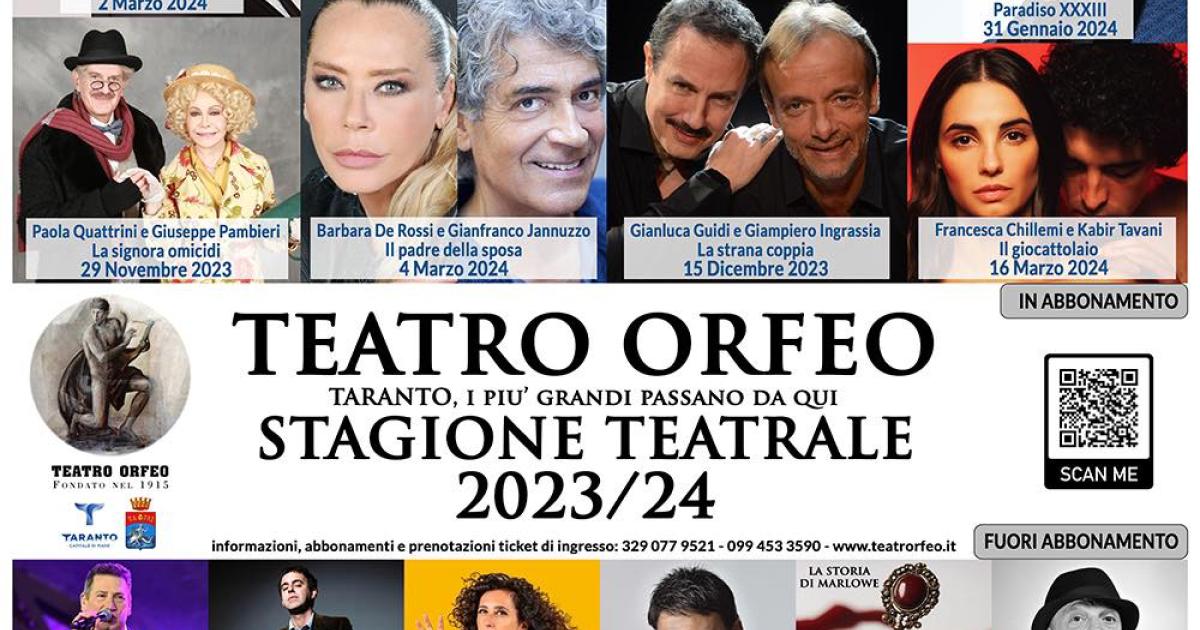 La stagione del teatro Orfeo a Taranto con Francini, Germano e Allevi ...